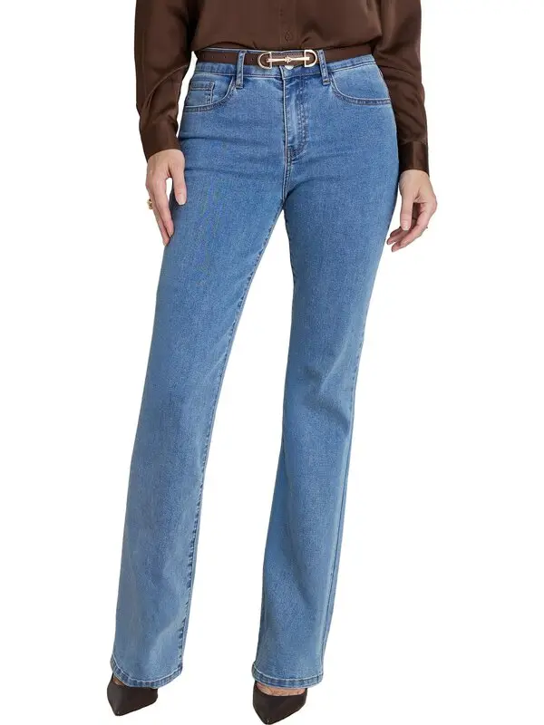 THE NOLI SHOP Aria Coated Flare Jean - Medium Blue