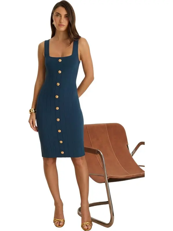 THE NOLI SHOP Helena Button Dress - Ocean