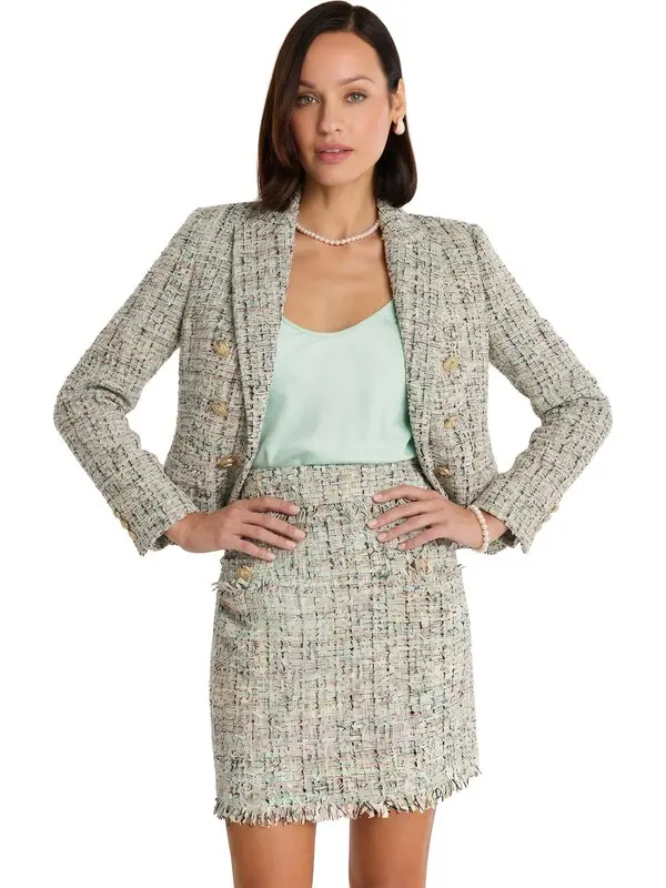 THE NOLI SHOP Gabrielle Double Breasted Blazer - Teal Multi