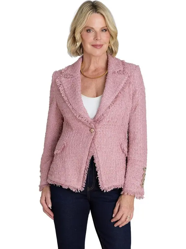 THE NOLI SHOP Giselle Single-breasted Textured Tweed Blazer - Blush