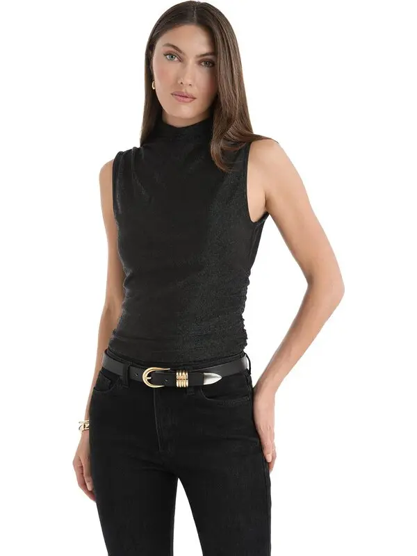 THE NOLI SHOP Mia Shimmer Tank - Black