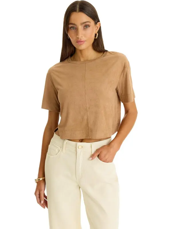 THE NOLI SHOP Naya Suede T-shirt - Cafe