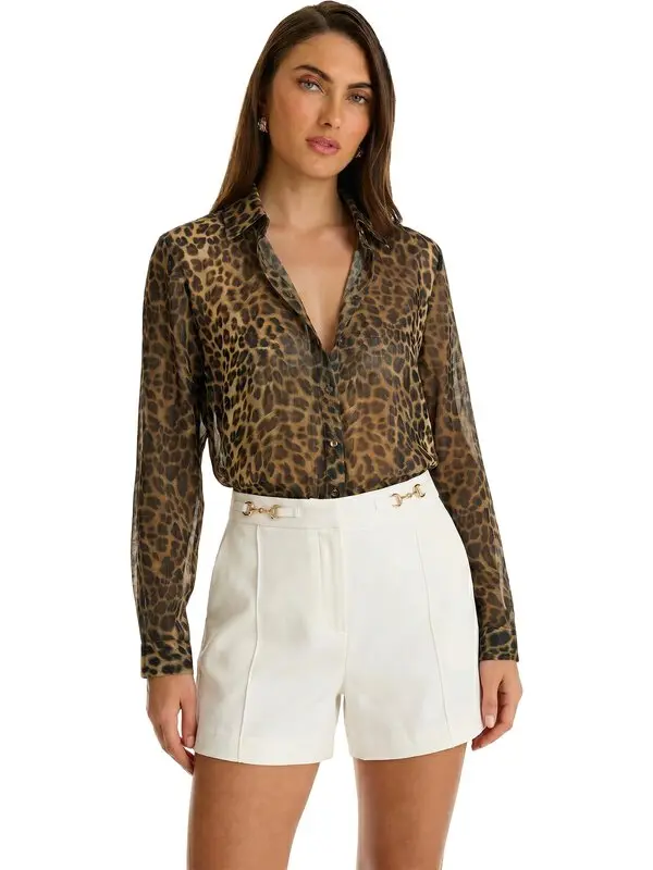 THE NOLI SHOP Ana Chiffon Blouse - Leopard
