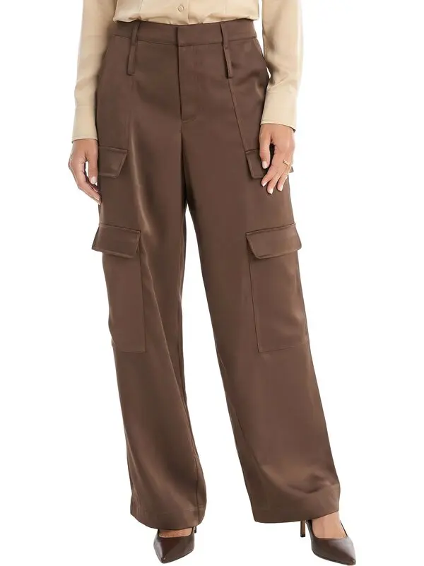 THE NOLI SHOP Milan Satin Cargo Pants - Espresso