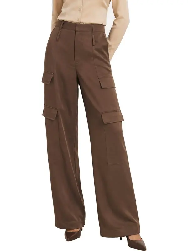 THE NOLI SHOP Milan Satin Cargo Pant - Espresso