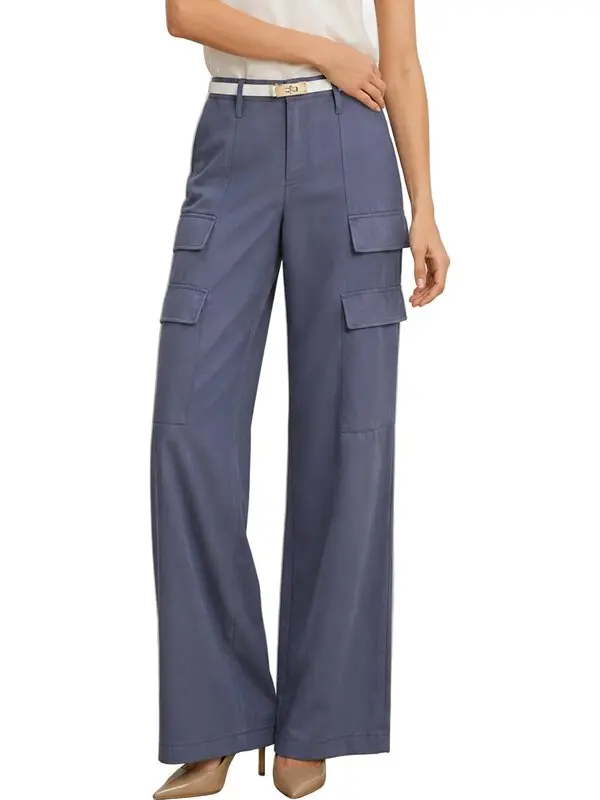 THE NOLI SHOP Milan Satin Cargo Pant - Navy