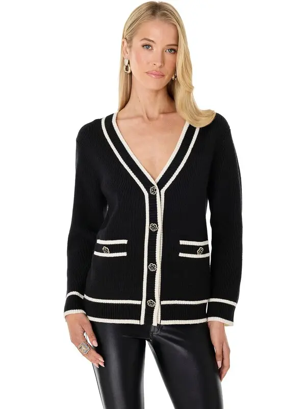 THE NOLI SHOP Devin Rose Contrast Cardigan - Black
