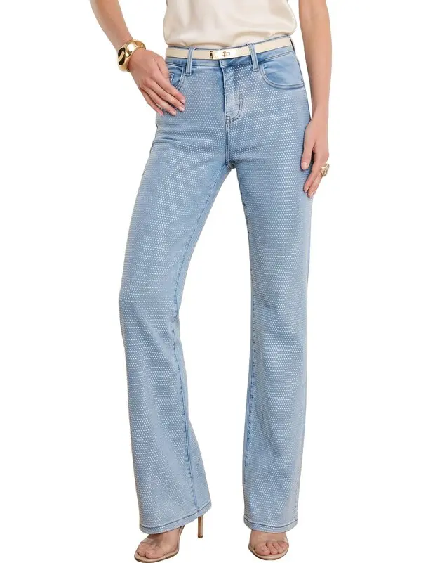 THE NOLI SHOP Brynn Crystal Wide Leg Jeans - Medium Blue