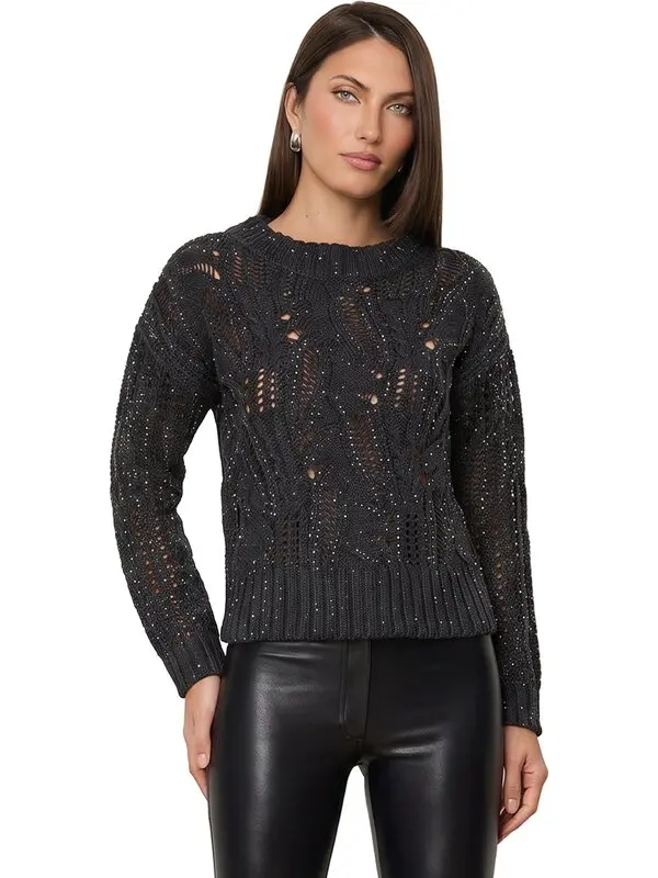 THE NOLI SHOP Elea Crystal Knit Sweater - Black