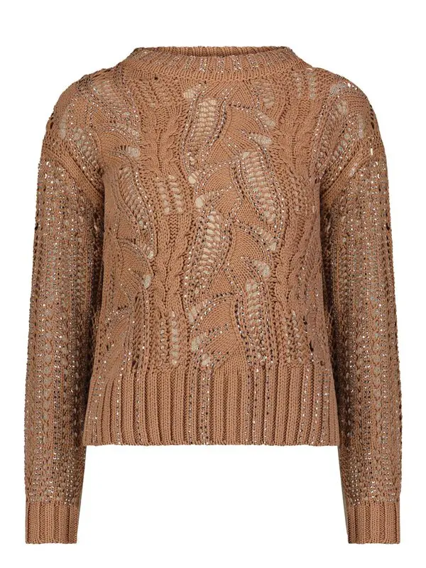 THE NOLI SHOP Elea Crystal Knit Sweater - Mocha
