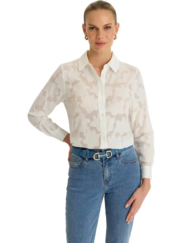 THE NOLI SHOP Stelle Lace Button-up Shirt - White