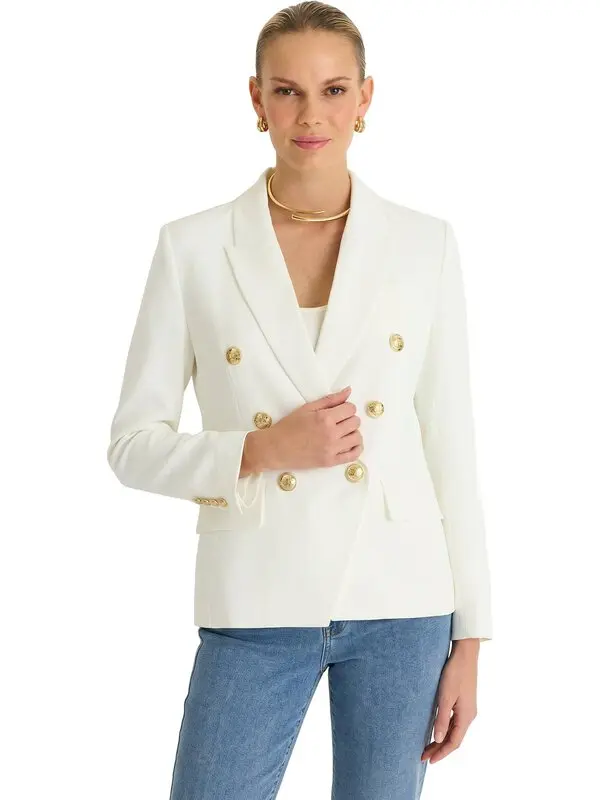 THE NOLI SHOP Sasha Double Breasted Blazer - White