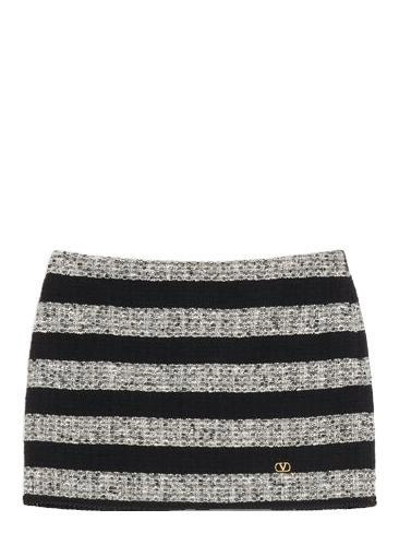 Valentino Garavani Maxi Stripe Tweed Mini Skirt - Ivory/black