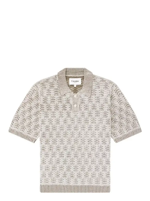 CORRIDOR Open-knit Pima Cotton Polo Shirt - Gray