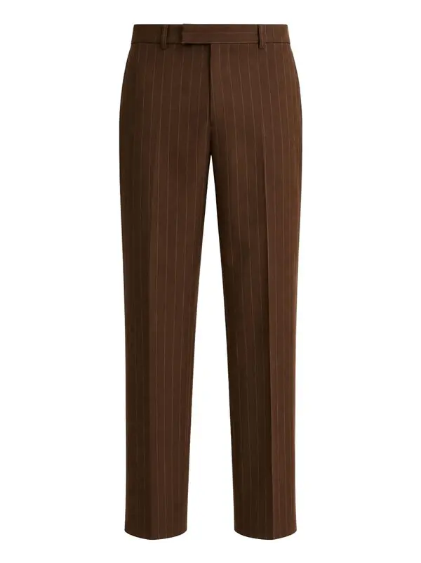 LUROQ LONDON Linear Pinstripe Tailored Trousers - Brown