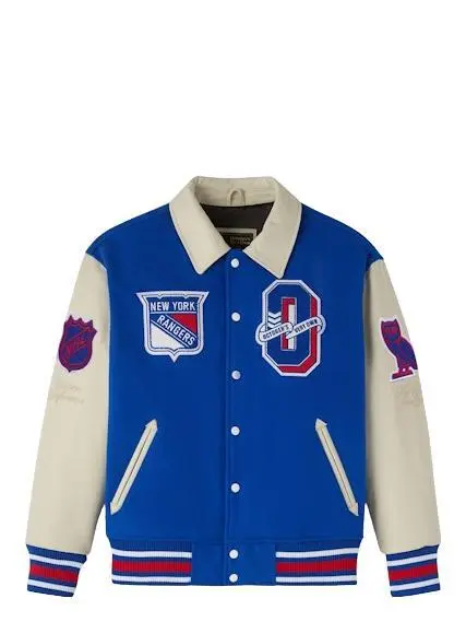 OVO X Nhl New York Rangers Varsity Jacket - Blue
