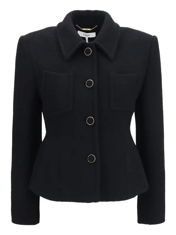 Chloé Cropped Single-breasted Blazer With Fabric Buttons - Black