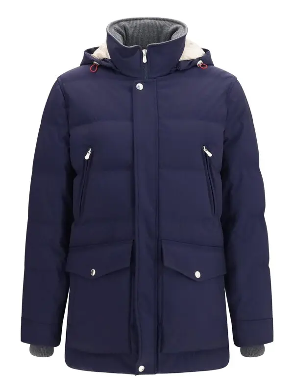 Brunello Cucinelli Hooded Nylon Jacket - Blue