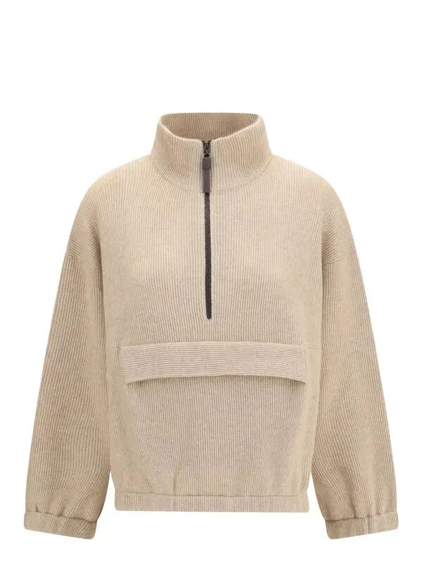 Brunello Cucinelli Cashmere Half-zip Sweater - Beige