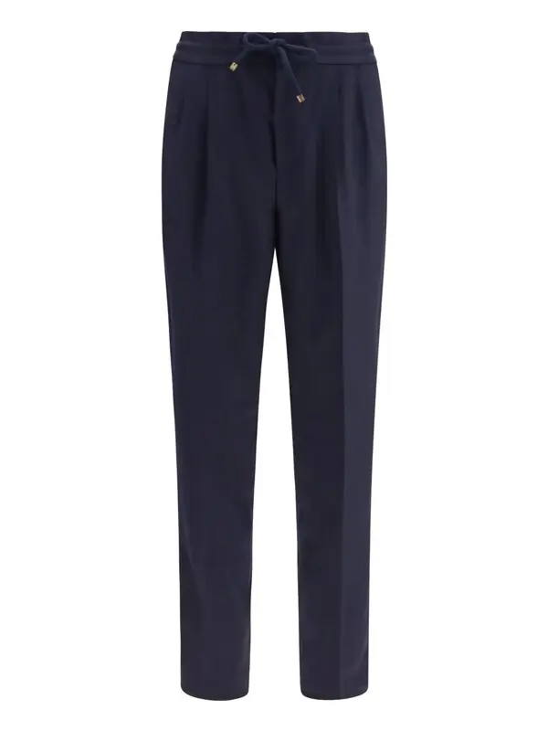 Brunello Cucinelli Virgin Wool Mélange Pants - Blue