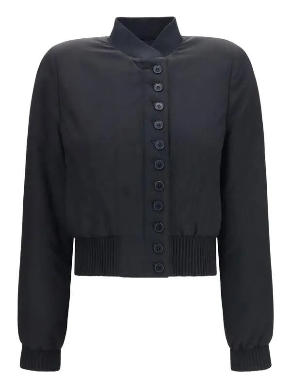 Alexander McQueen Buttoned Bomber Jacket - Black