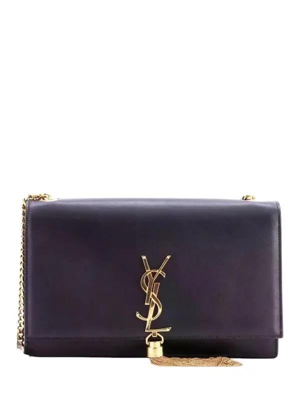 Saint Laurent Classic Monogram Tassel Leather Medium Crossbody Bag - Black