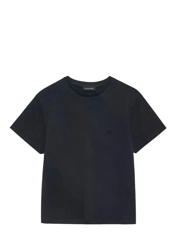 ANINE BING Shelley Cropped Cotton Jersey Baby Tee - Black