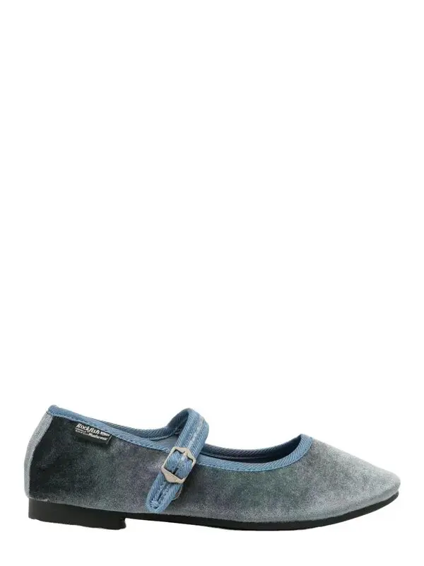 ROCKFISH Velvet Buckle-fastening Ballet Flats - Blue