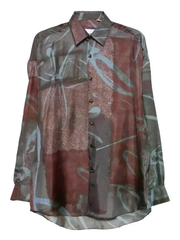 COSTUMEIN Floral-print Long-sleeve Shirt - Red