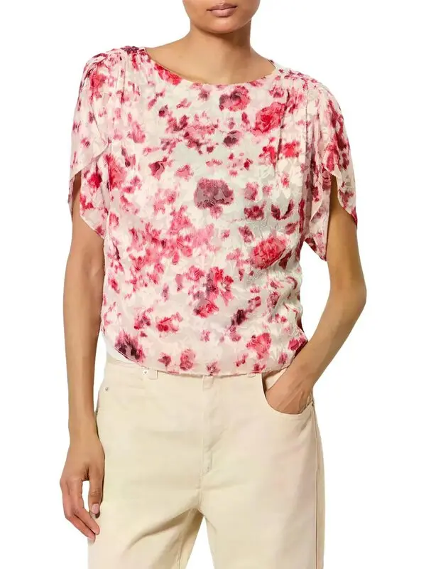 Isabel Marant Étoile Hervane Floral Print Devoré Top - Neutrals
