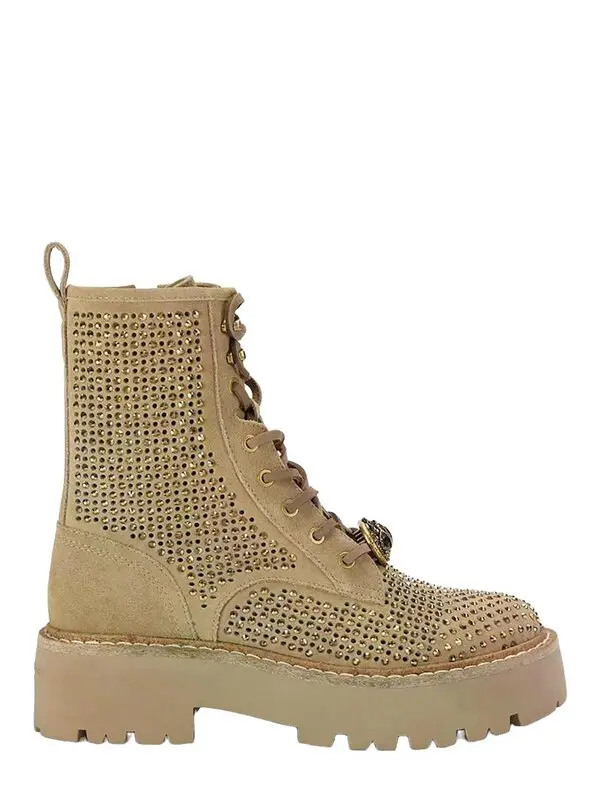 Kurt Geiger Chelsea Crystal-embellished Perforated Boots - Neutrals
