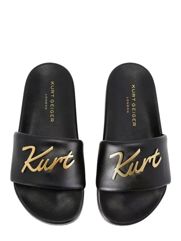 Kurt Geiger Cursive Branding Strap Sandals - Black