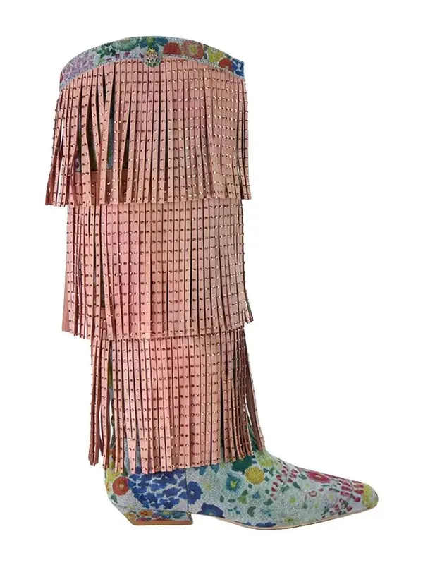 Kurt Geiger Western Fringe Boots - Pink