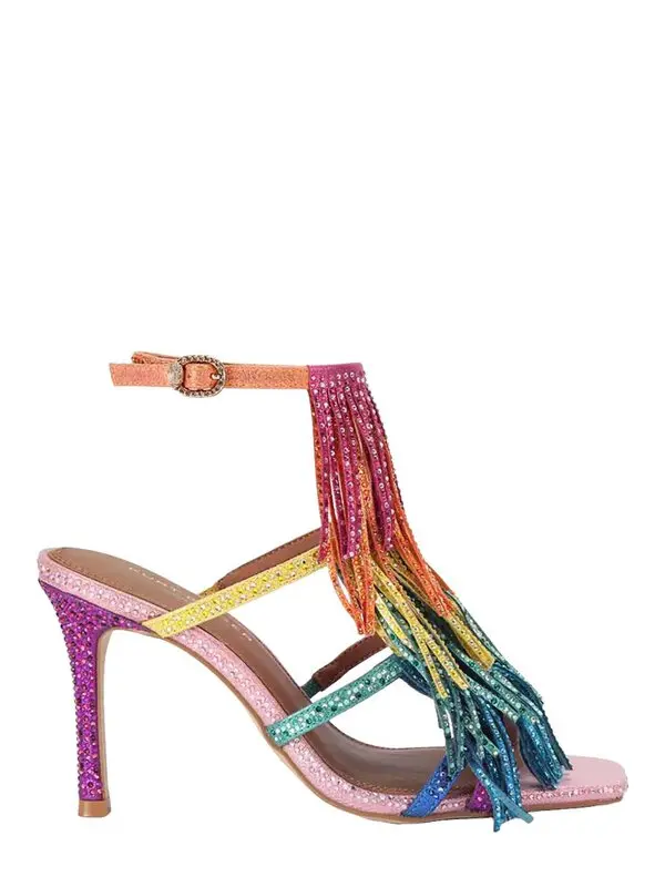 Kurt Geiger Crystal Embellished Fringe Sandals - Pink