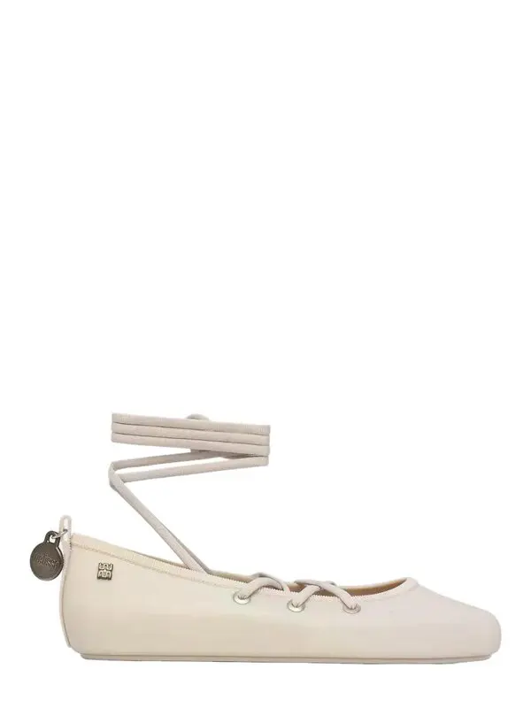 Melissa Lace-up Ankle-strap Ballet Flats - Neutrals