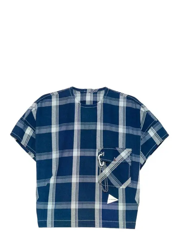 AND WANDER Check-print Pocket Top - Blue