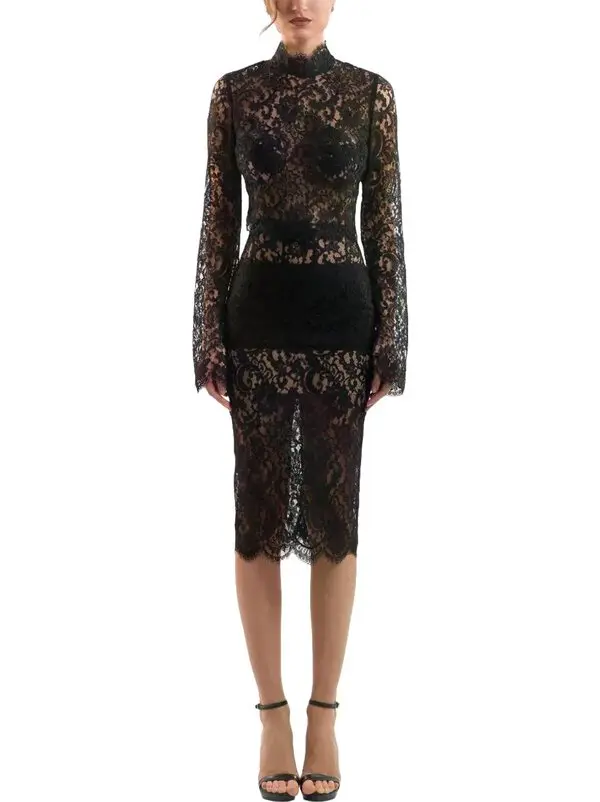 IMROSKA Lace-up Floral-lace Blouse - Black