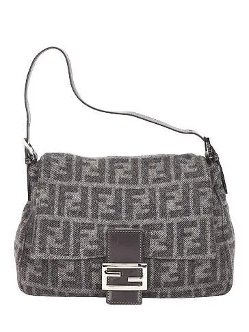 Fendi Zucca Mama Forever Baguette Shoulder Bag - Grey