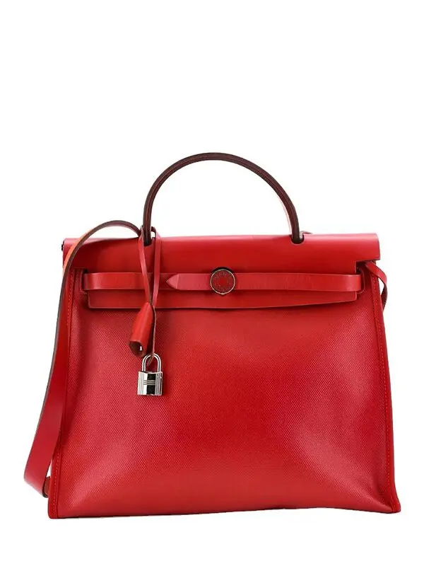 Hermès 31 Herbag Zip Berline Vache Canvas And Leather - Red