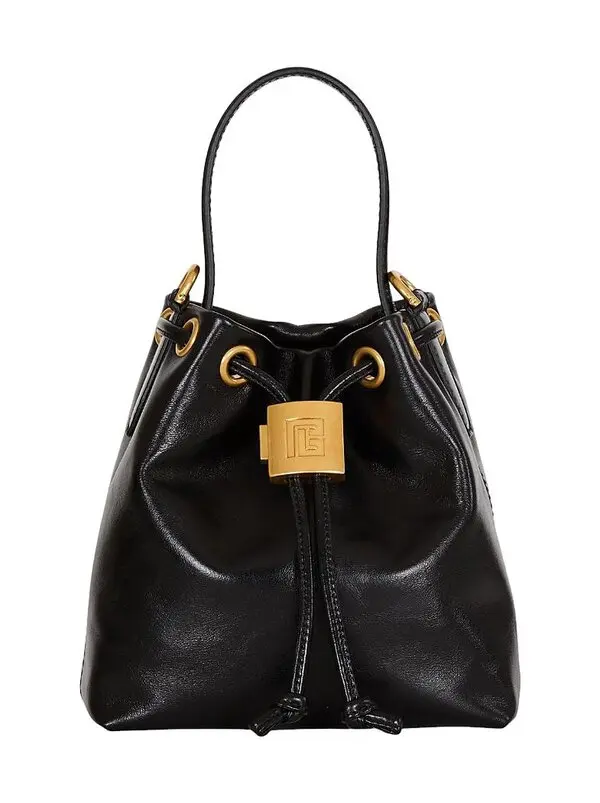 Balmain Pulse Bucket Bag In Smooth Leather - Black