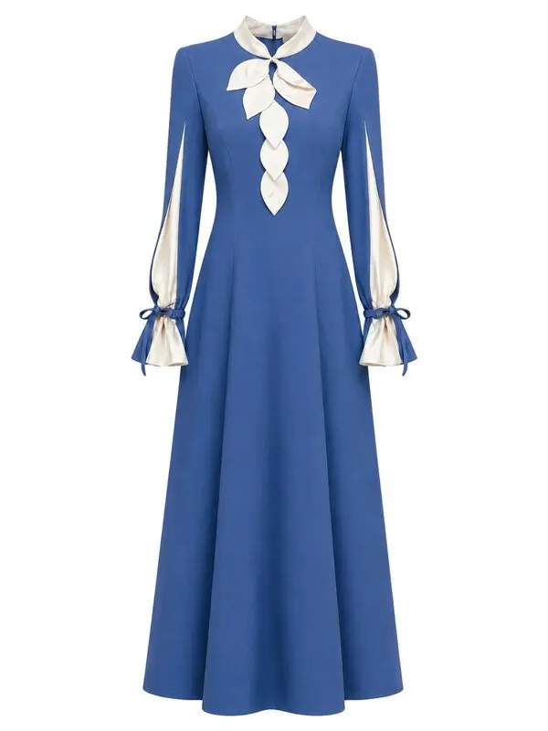 JULIA ALLERT Bow Neckline Ankle-length Dress - Blue