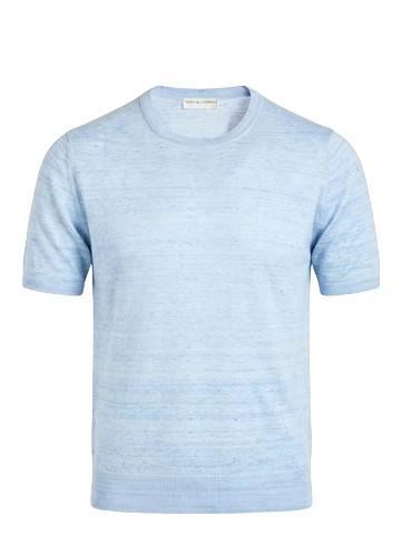 FILIPPO DE LAURENTIIS Linen & Cotton Crewneck Sweater - Blue