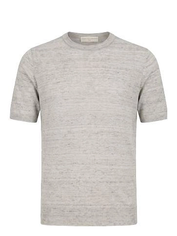 FILIPPO DE LAURENTIIS Linen And Cotton Short Sleeve Sweater - Grey