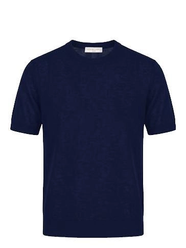 FILIPPO DE LAURENTIIS Linen And Cotton Short Sleeve Sweater - Navy