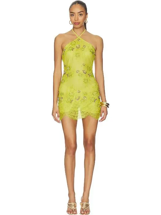 Nbd Nimrata Mini Dress With Sequins - Chartreuse