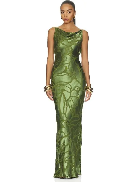 Cult Gaia Silk Blend Maxi Dress - Deep Pasture
