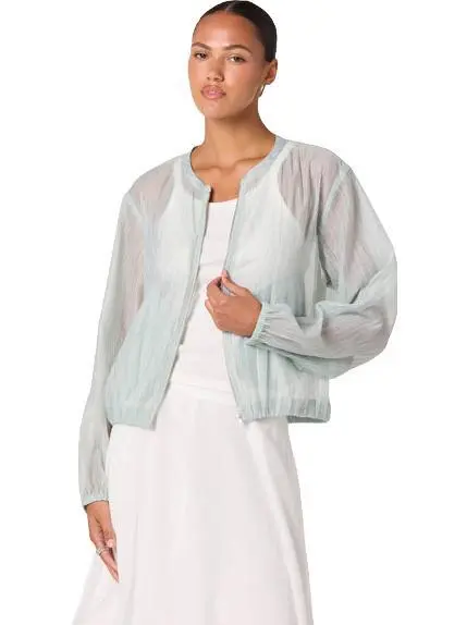 Astr The Label Aeva Sheer Chiffon Bomber Jacket - Mist