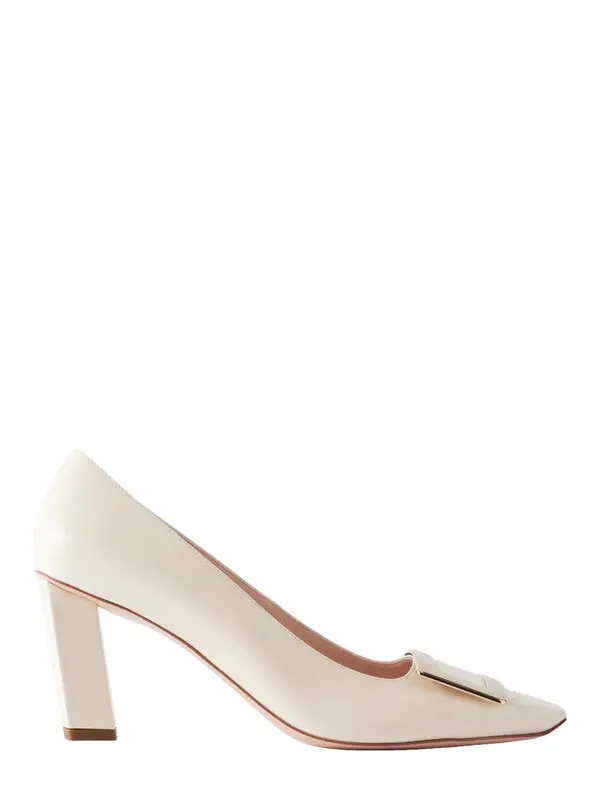 ROGER VIVIER Belle Vivier 75 Buckled Patent-leather Pumps - Neutrals