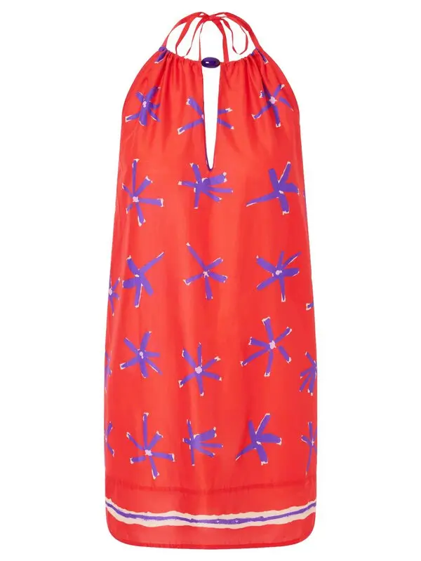 Staud Dani Floral-print Cotton Mini Dress - Red