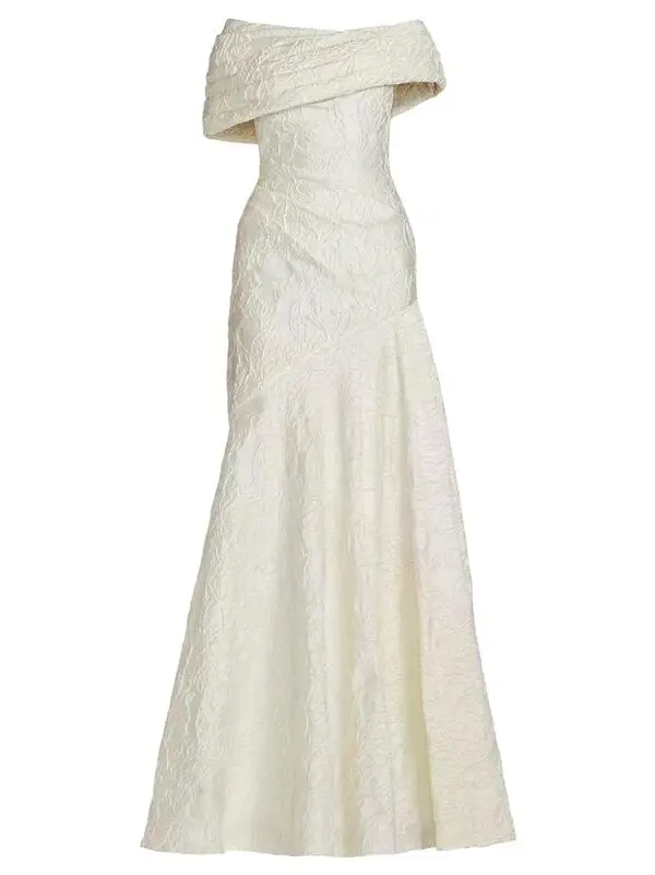 Tadashi Shoji Jacquard Off-shoulder Maxi Dress - Neutrals